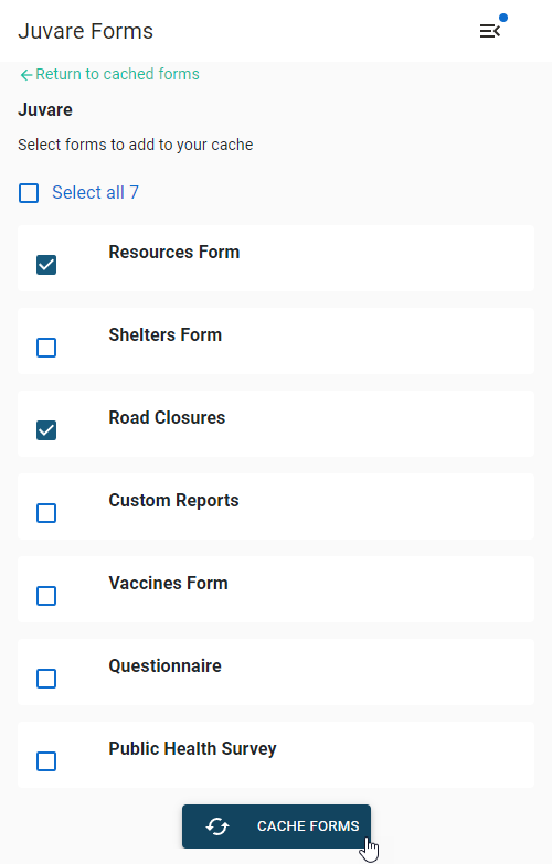 Manage Cached Forms